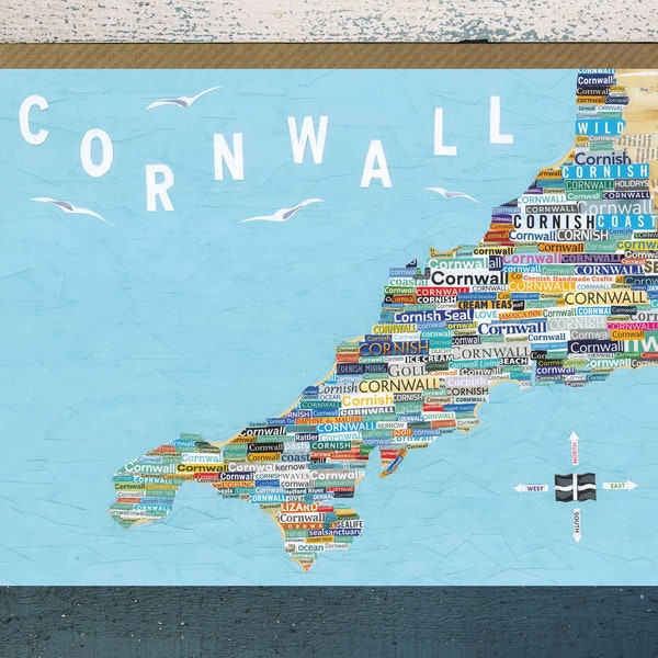Maps Map of Cornwall - Etsy