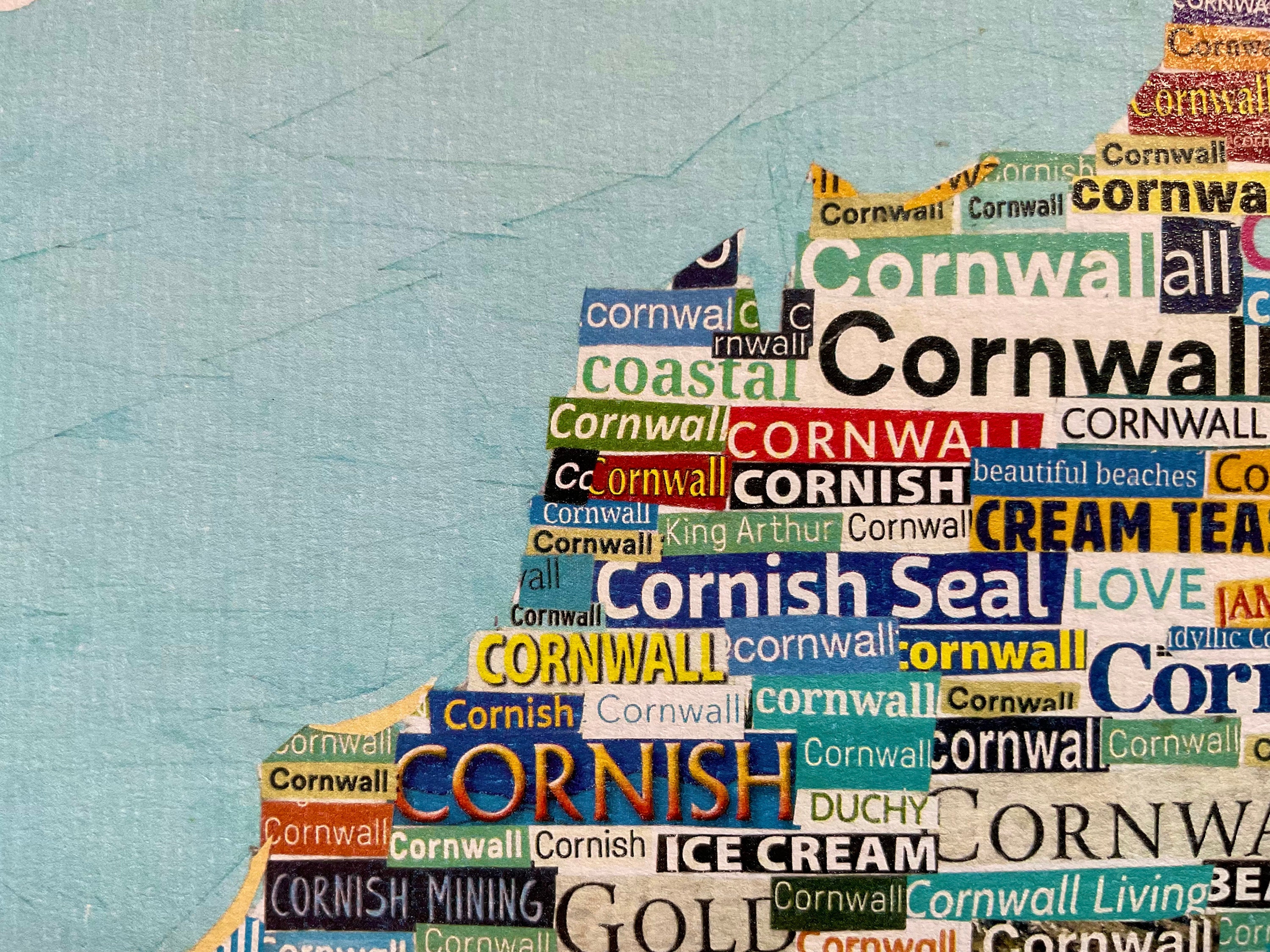 Map of Cornwall Paper Collage Art Print Junk Mail Art | Etsy UK