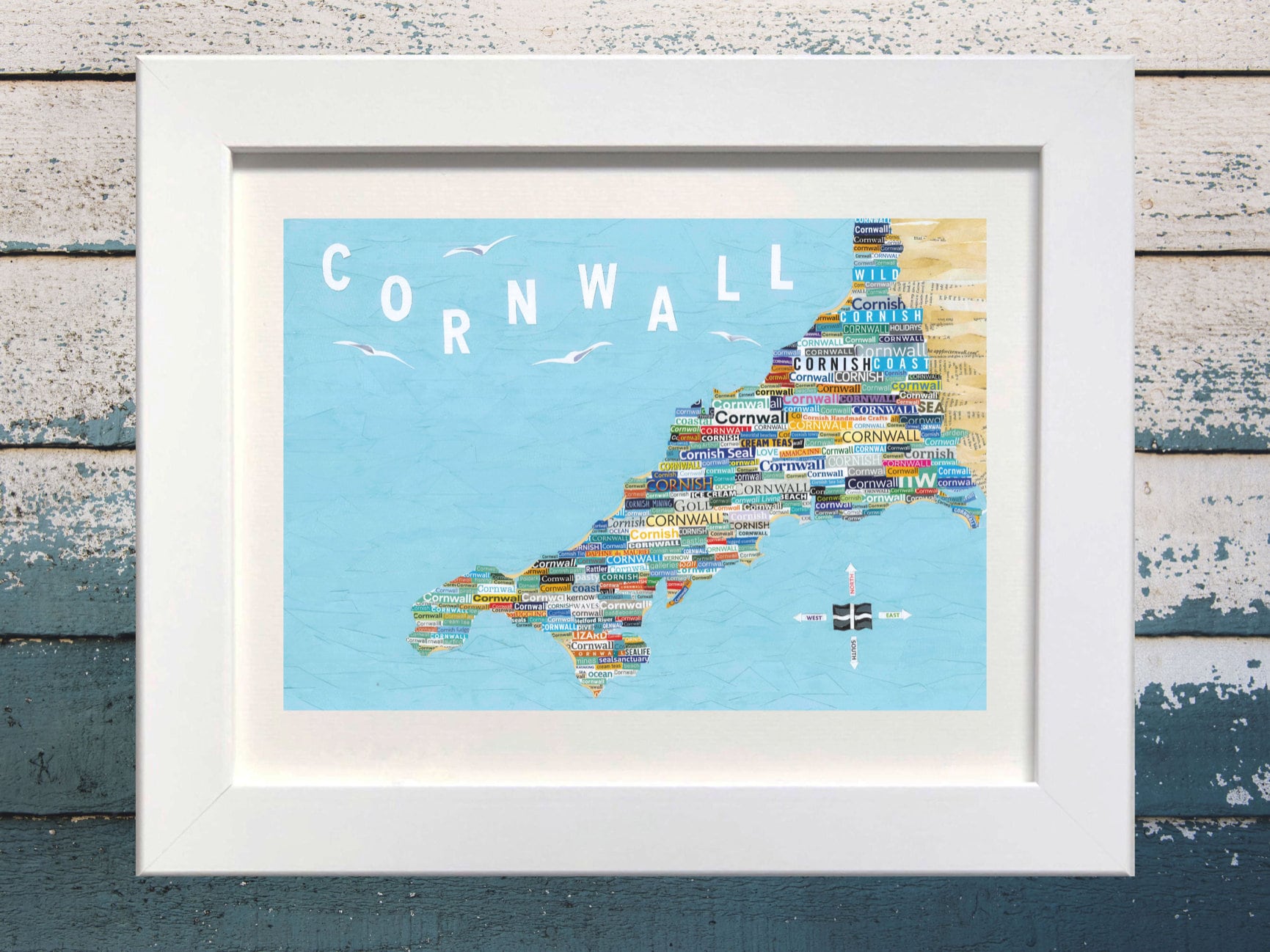 Map of Cornwall, Paper Collage Art Print, Junk Mail Art - Etsy