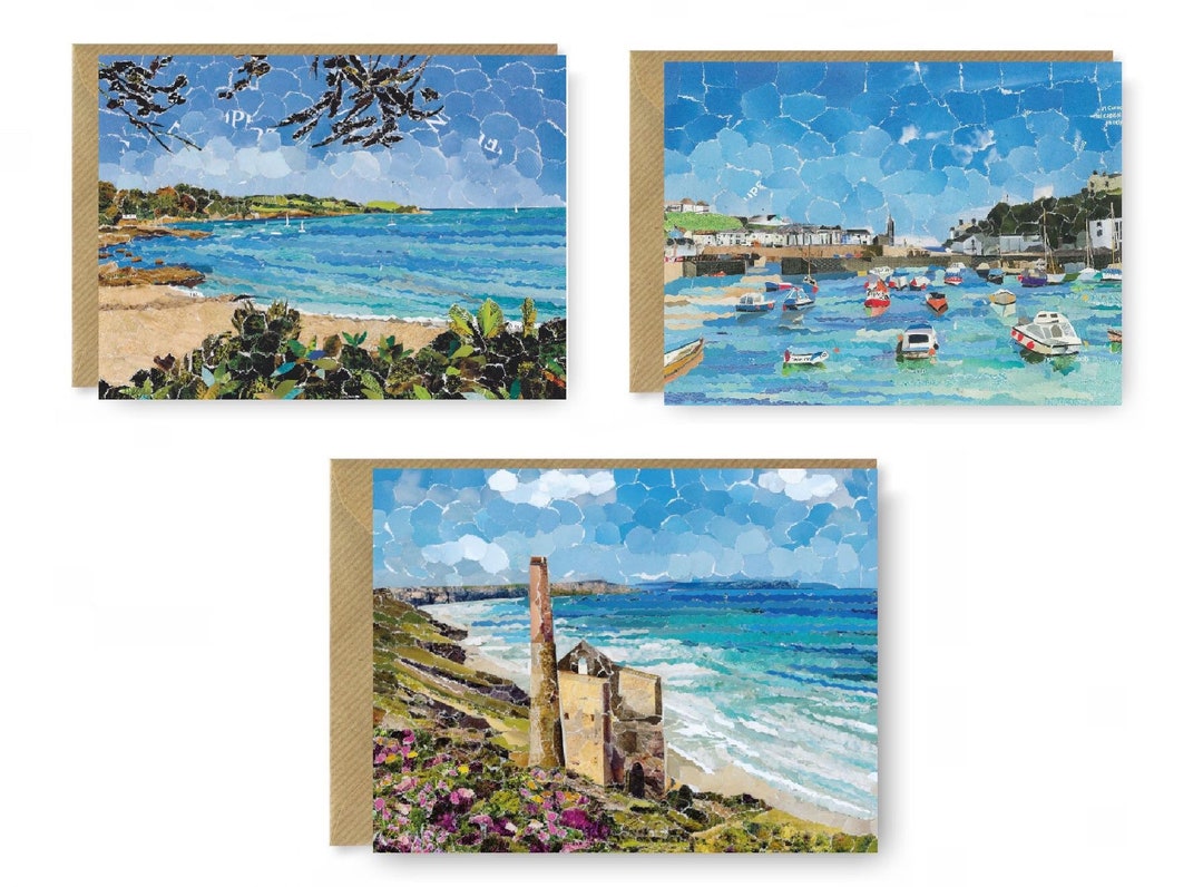 Cornwall Cards Blank Greeting Cards Paper Collage Art - Etsy UK