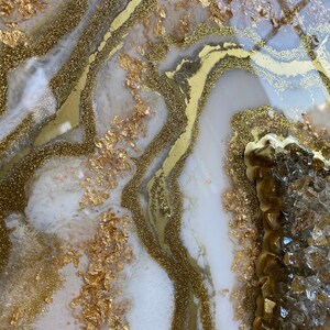 White/gold Geode Resin Wall Art - Etsy