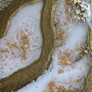 White/gold Geode Resin Wall Art - Etsy