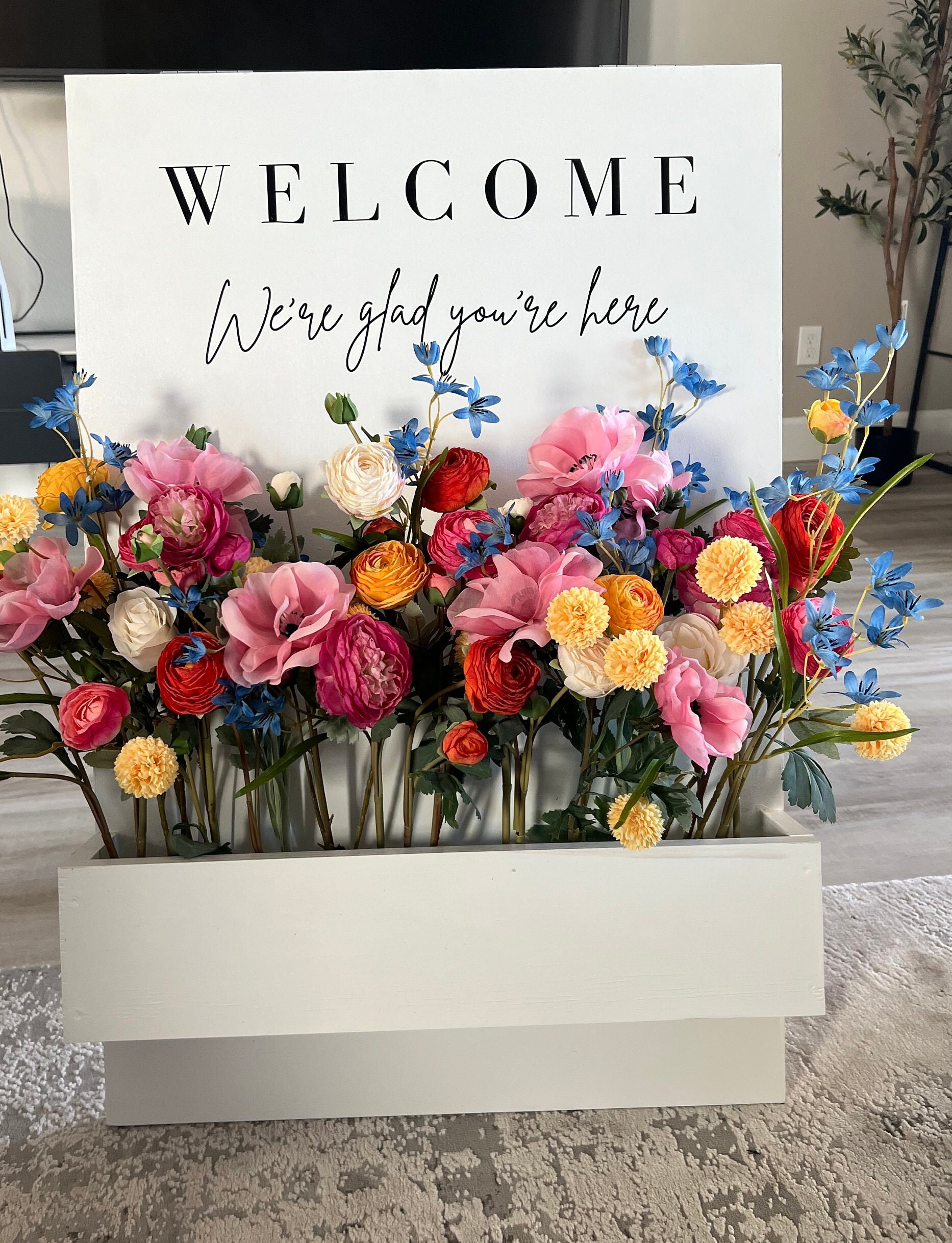 Personalized Flower Box Sign, Baby Shower Welcome Sign Flower Box ...