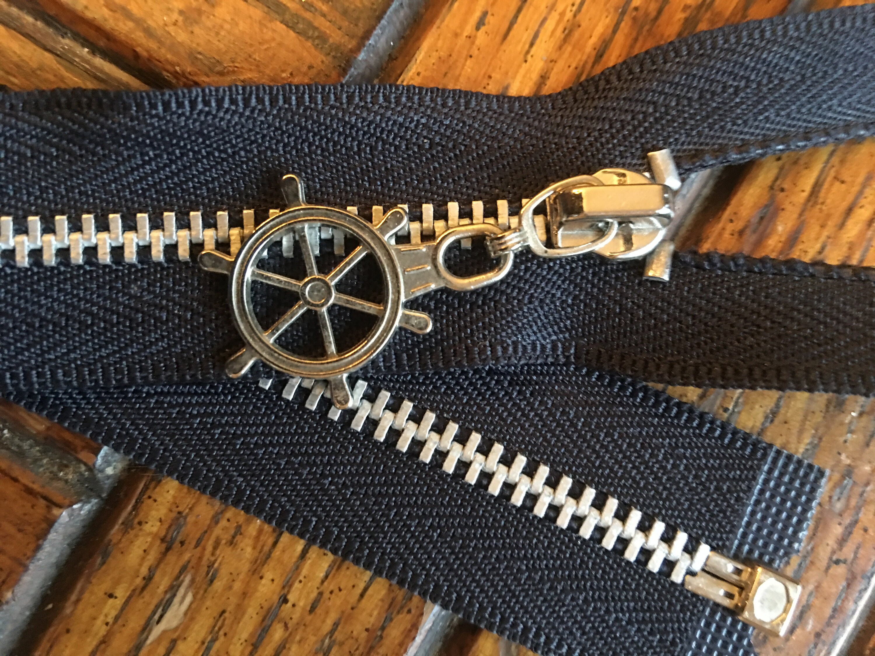 15 Inch Separating Zipper W/ Special Nautical Pull ~rare Pull~ GREAT ...