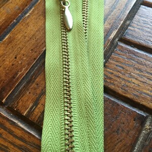 20 Inch Spring Green Zipper W/#4.5 Solid Brass Teardrop Pull ...
