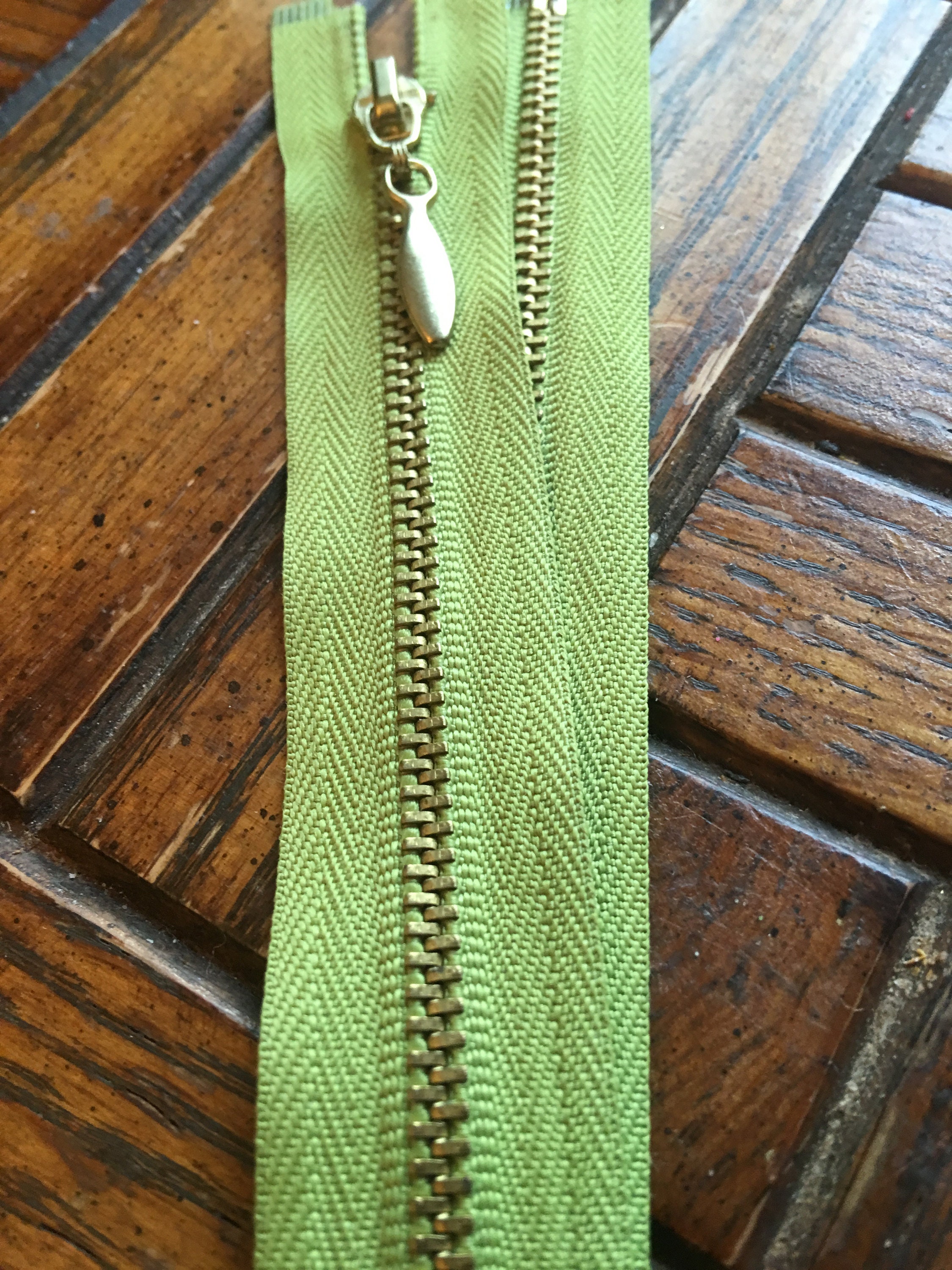 20 Inch Spring Green Zipper w/4.5 Solid Brass Teardrop Pull | Etsy