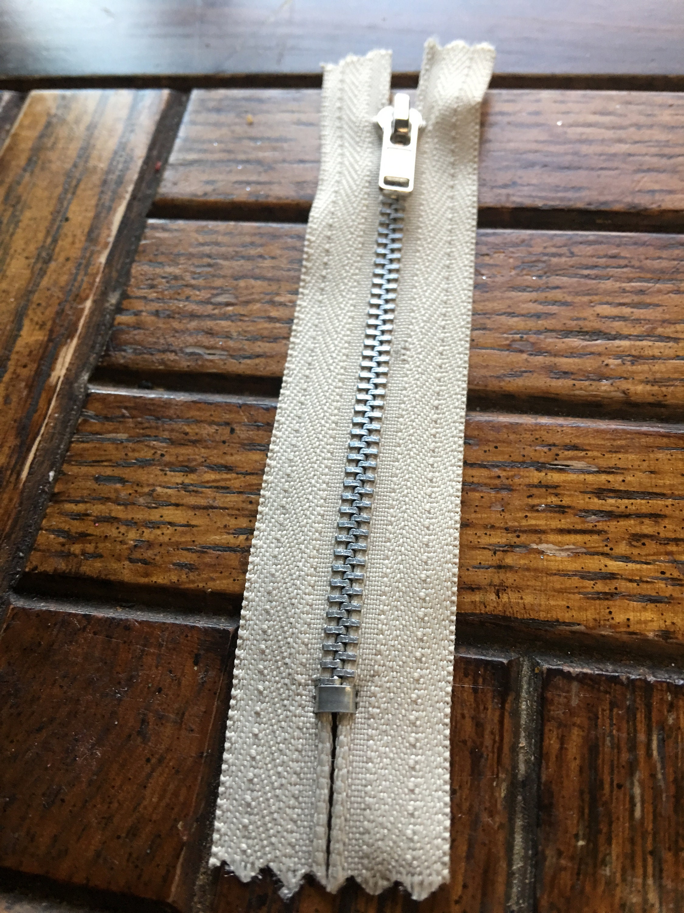 4 Inch Open Top Tan Zipper w/Silver Teeth & Pulls First | Etsy