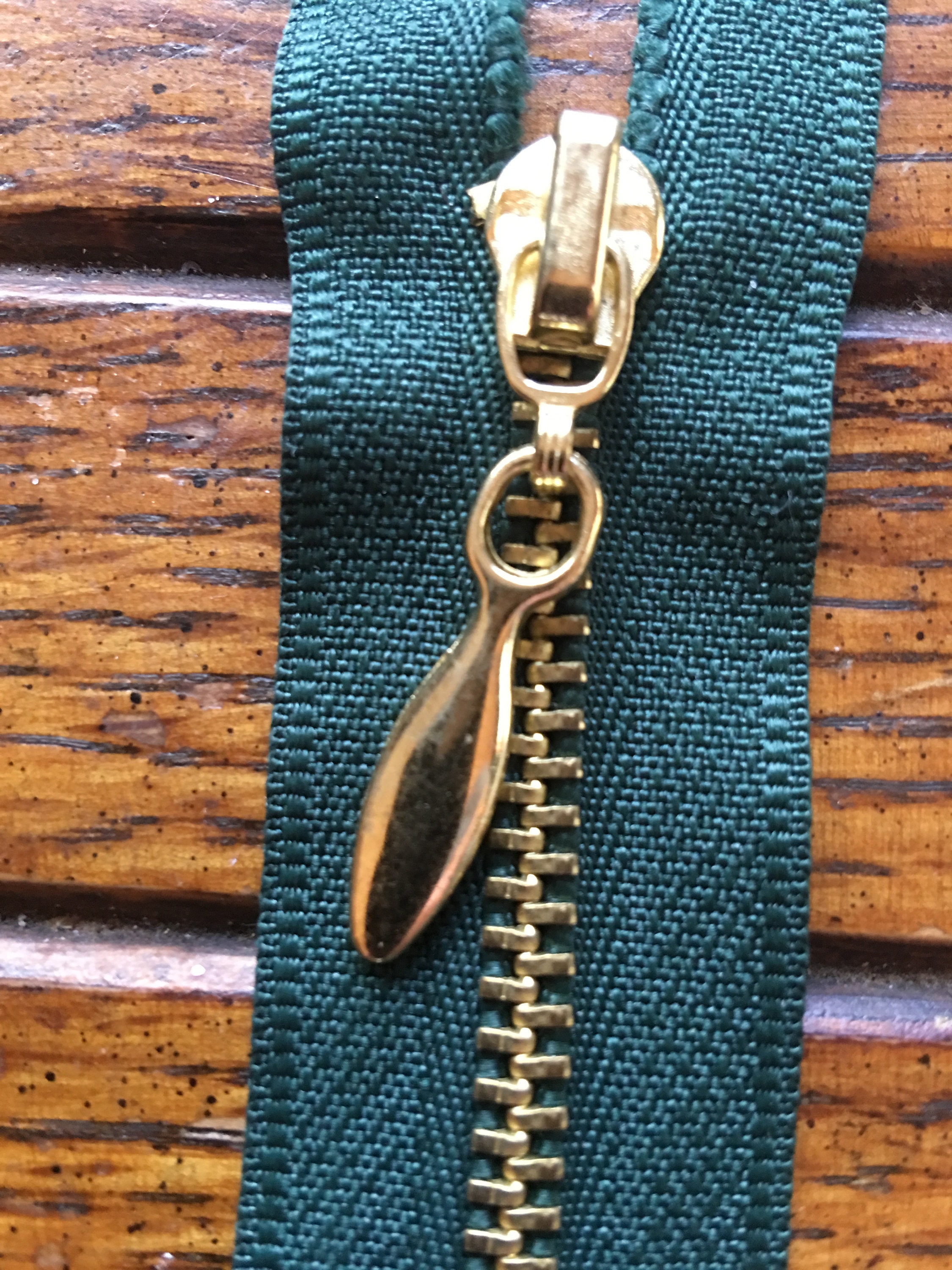 18 Inch Deep Green Separating Zipper w/Solid Brass Teardrop | Etsy