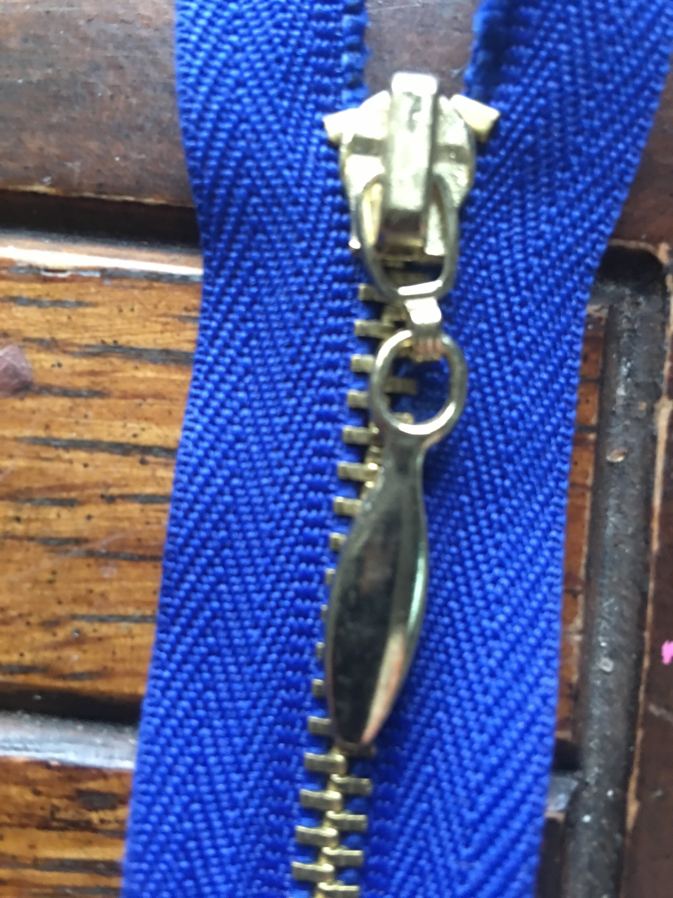 19 Blue Zipper W/4.5 Brushed Solid Brass Teardrop Pull | Etsy