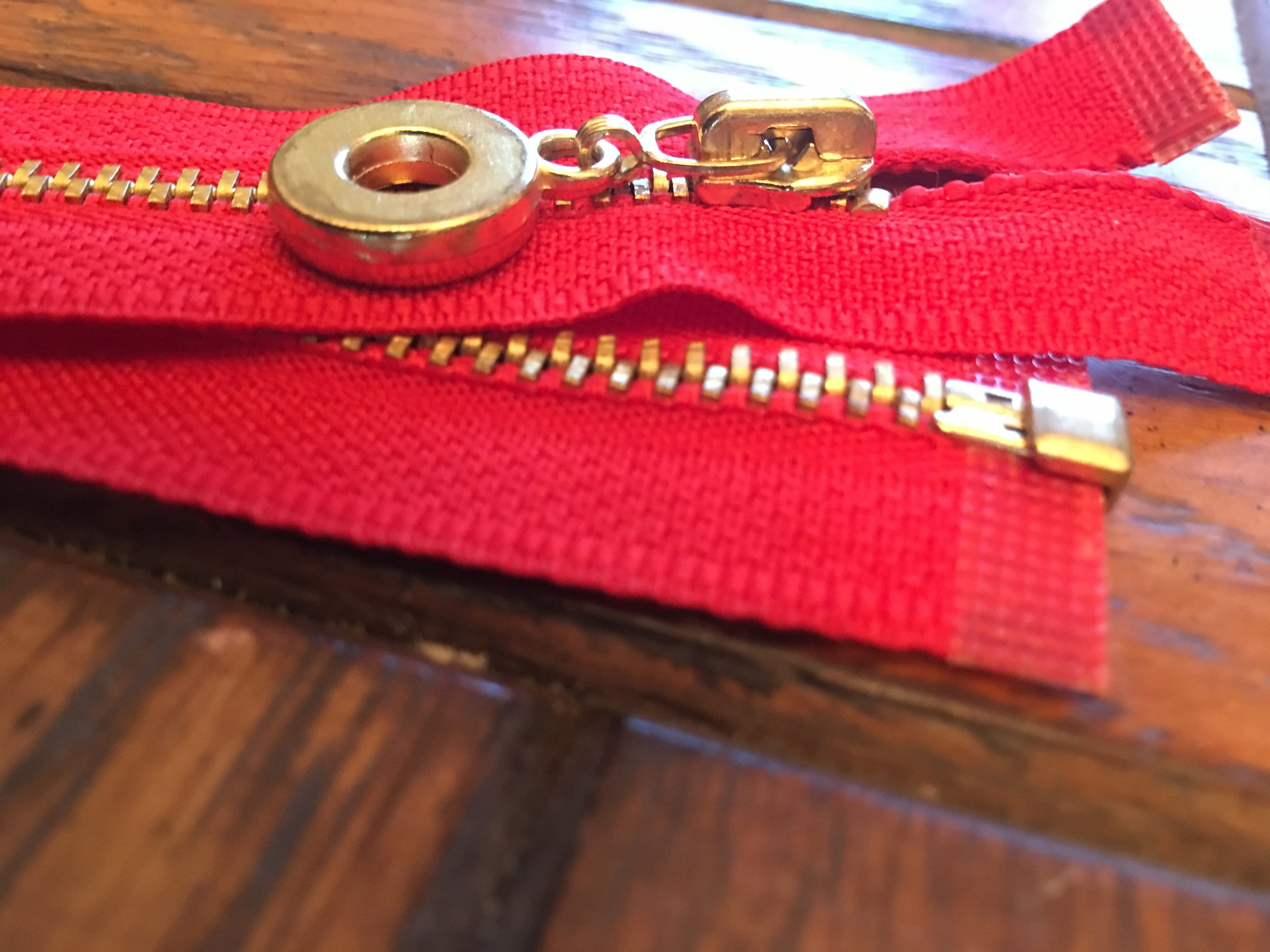 19 Inch Red Separating Zipper w/Solid Brass Pull 4.5 FIRST | Etsy
