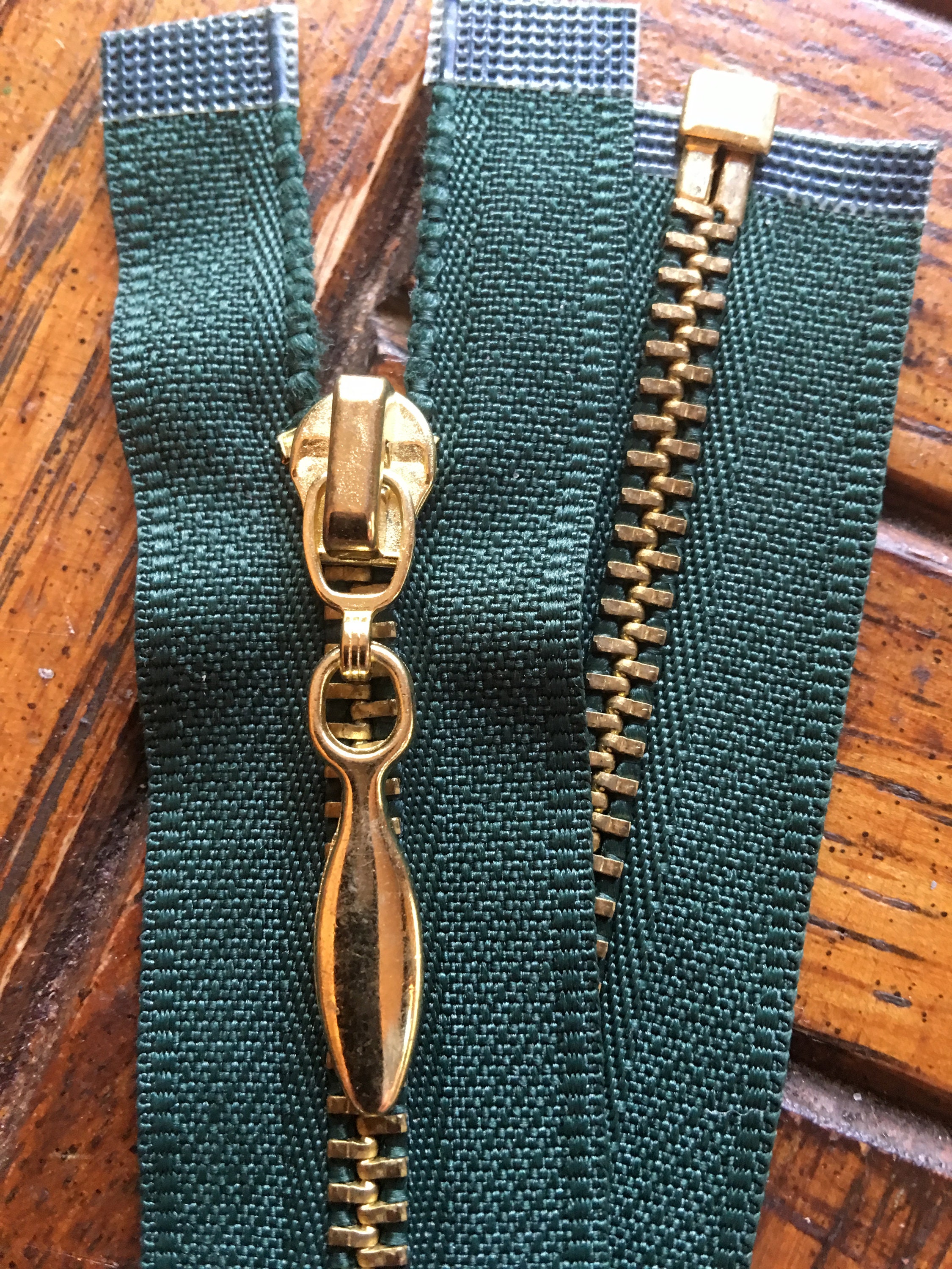18 Inch Deep Green Separating Zipper w/Solid Brass Teardrop | Etsy