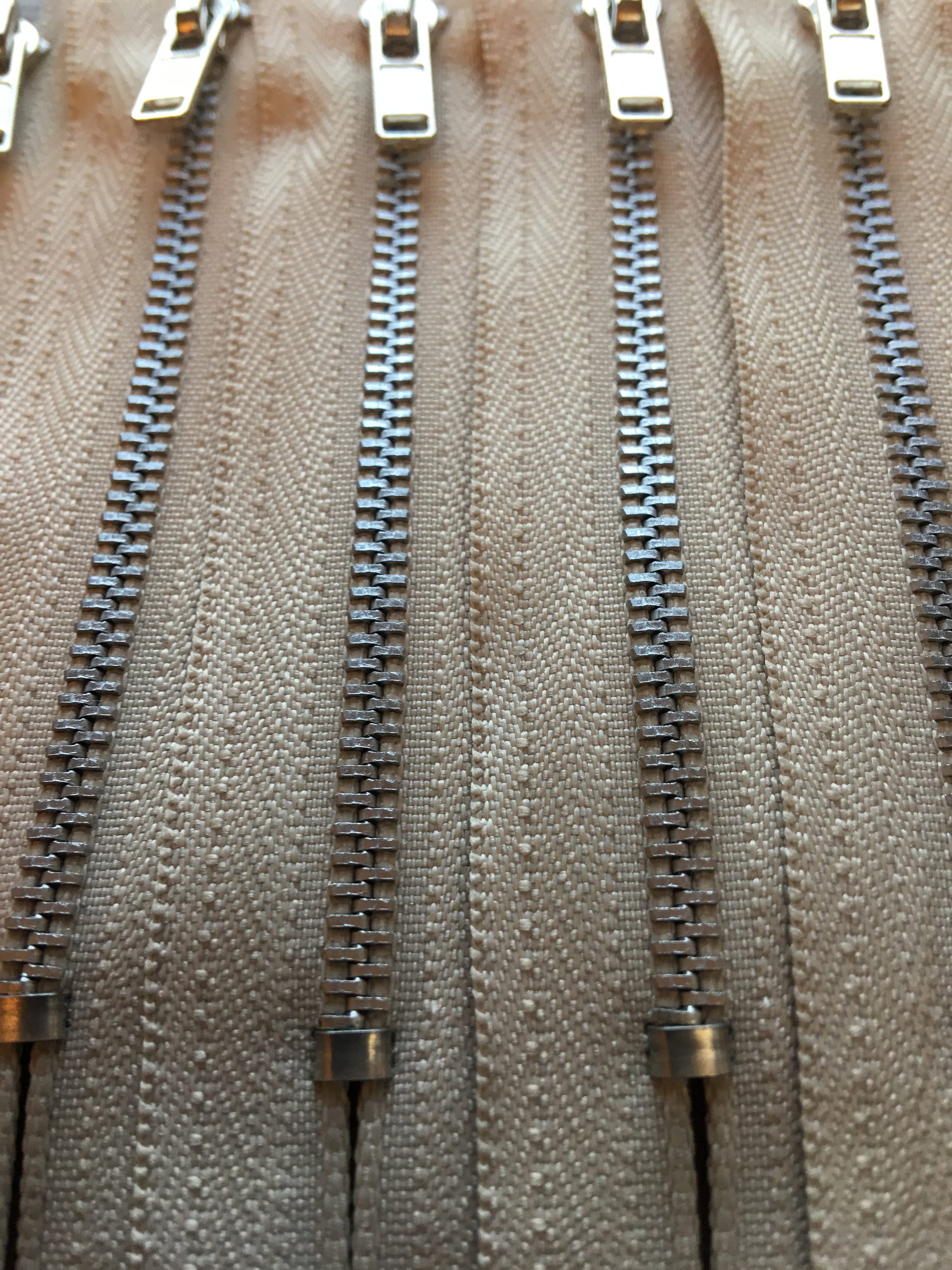4 Inch Open Top Tan Zipper w/Silver Teeth & Pulls First | Etsy