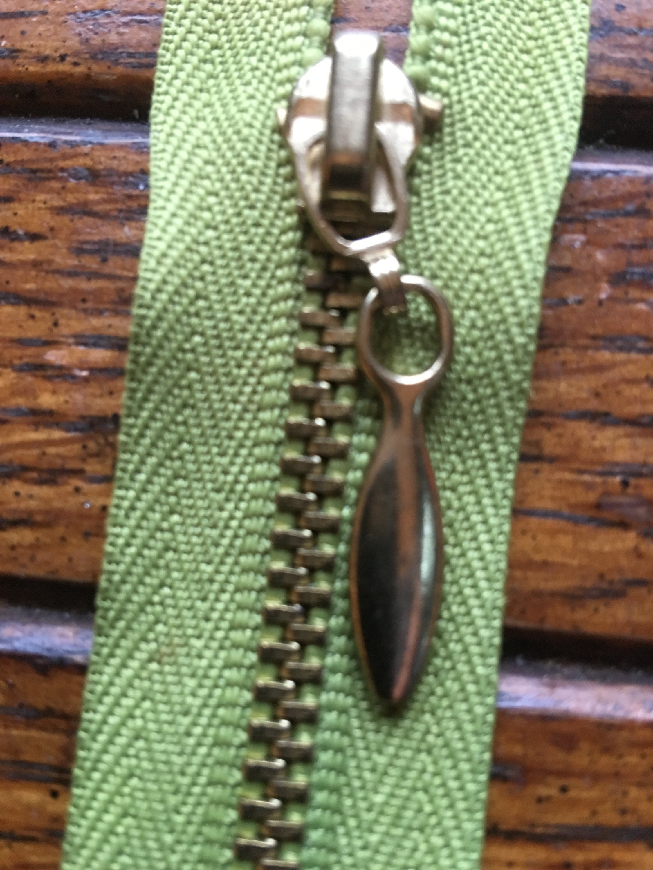20 Inch Spring Green Zipper w/4.5 Solid Brass Teardrop Pull | Etsy