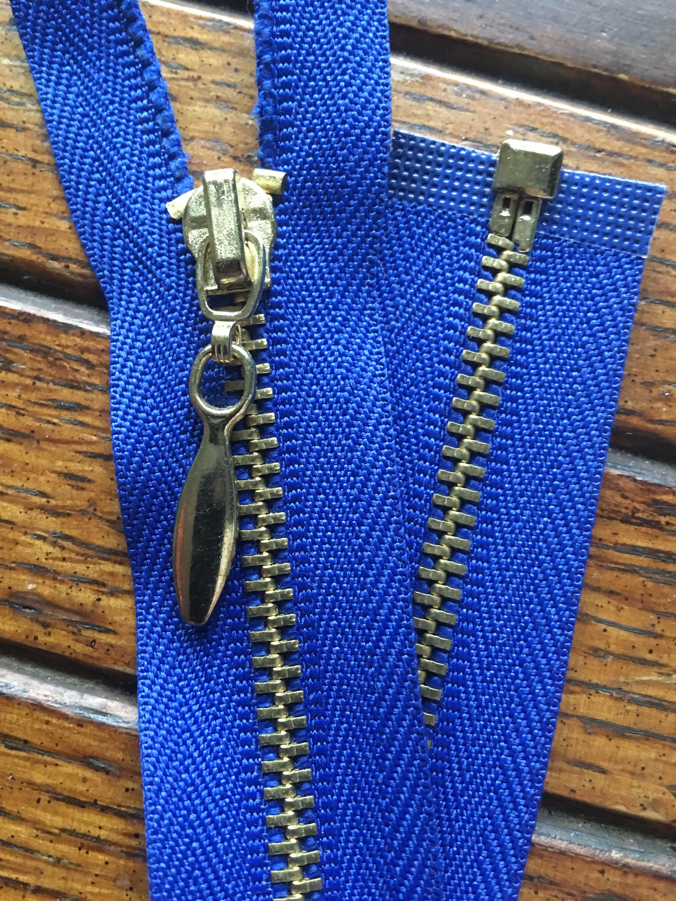 19 Blue Zipper W/4.5 Brushed Solid Brass Teardrop Pull | Etsy
