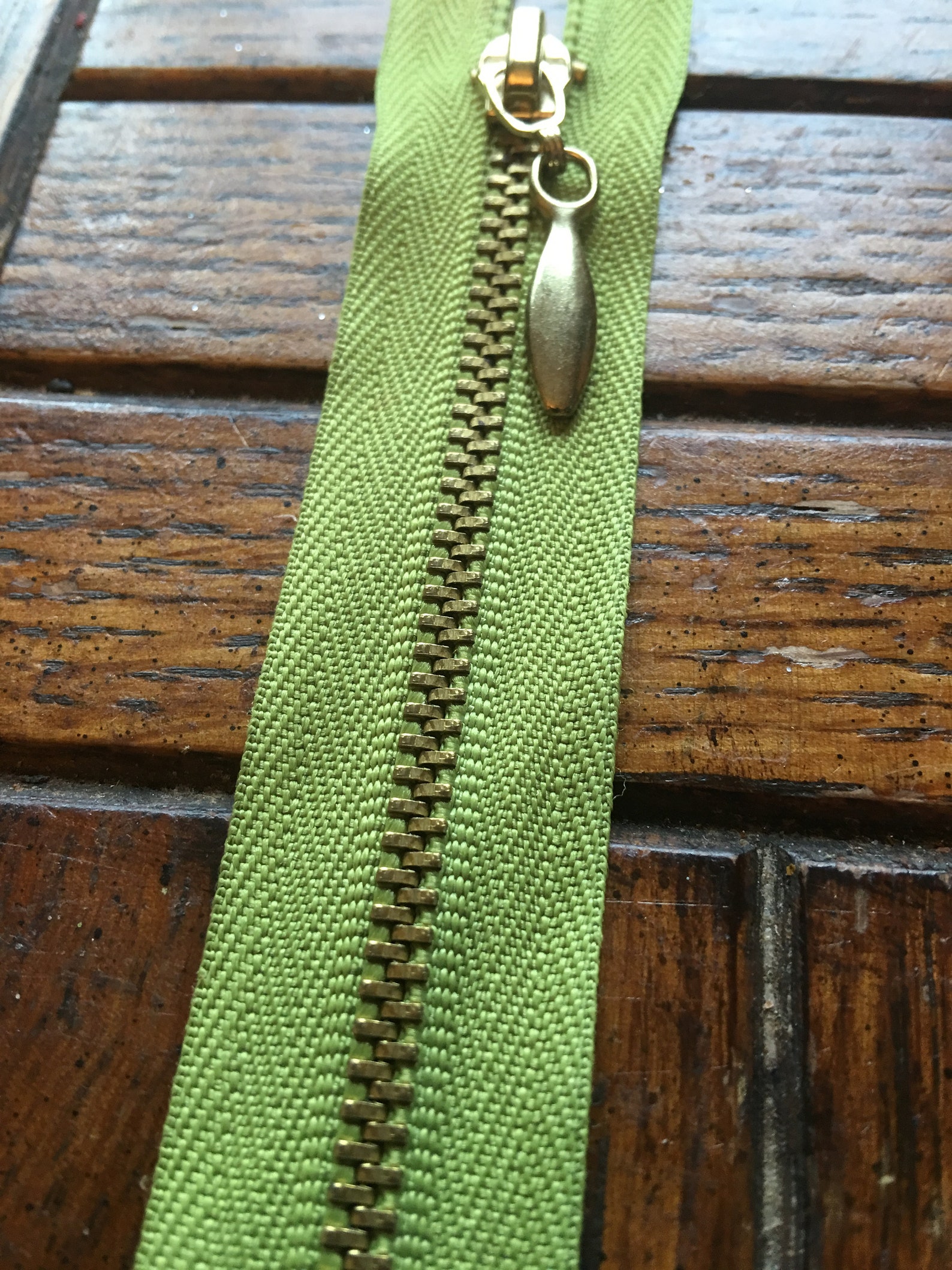 20 Inch Spring Green Zipper w/4.5 Solid Brass Teardrop Pull | Etsy