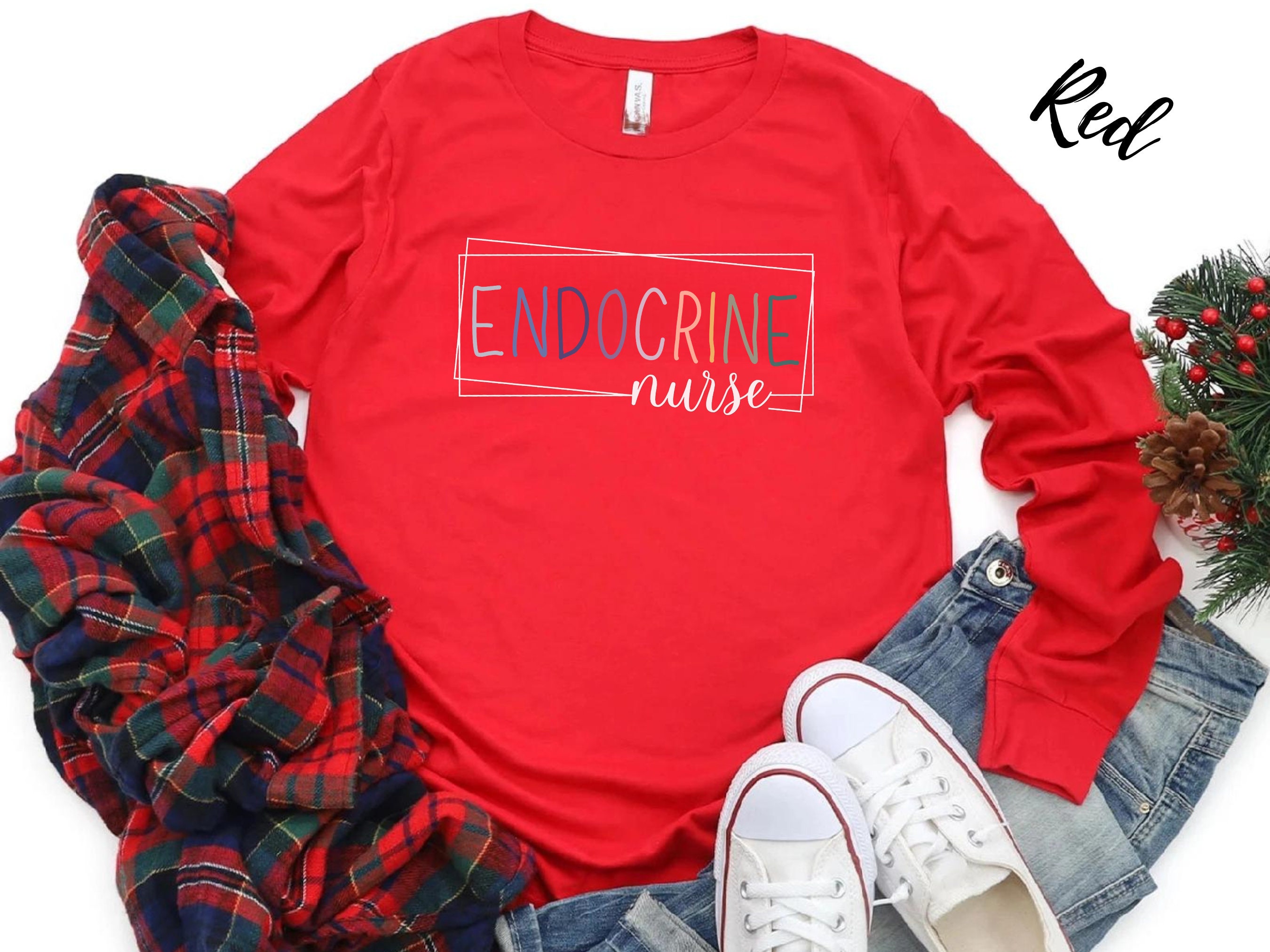 Endocrine Nurse Long Sleeve Shirt Endo Registered Nurse Tshirt ...