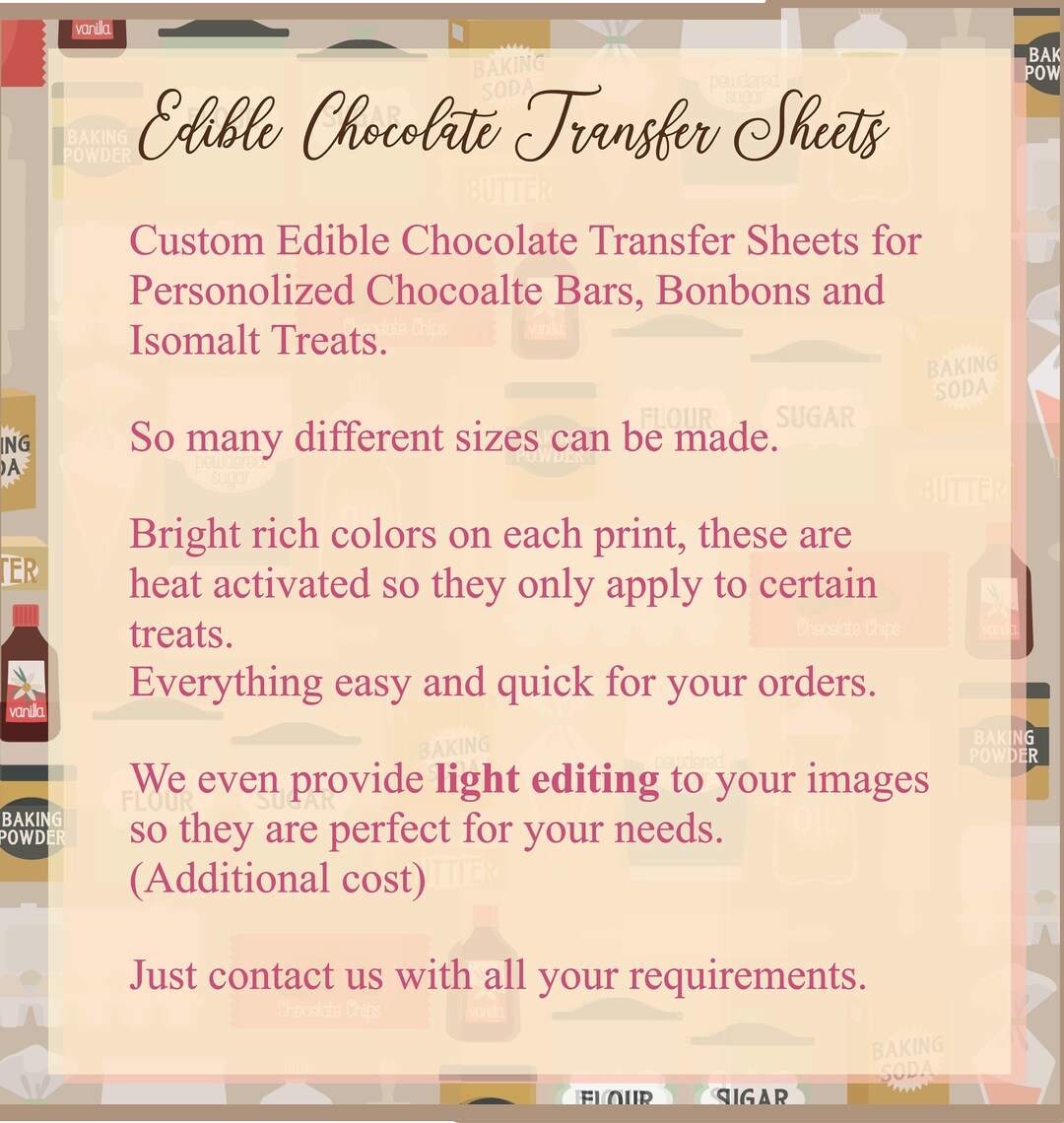 Custom Chocolate Transfer Sheet - Etsy