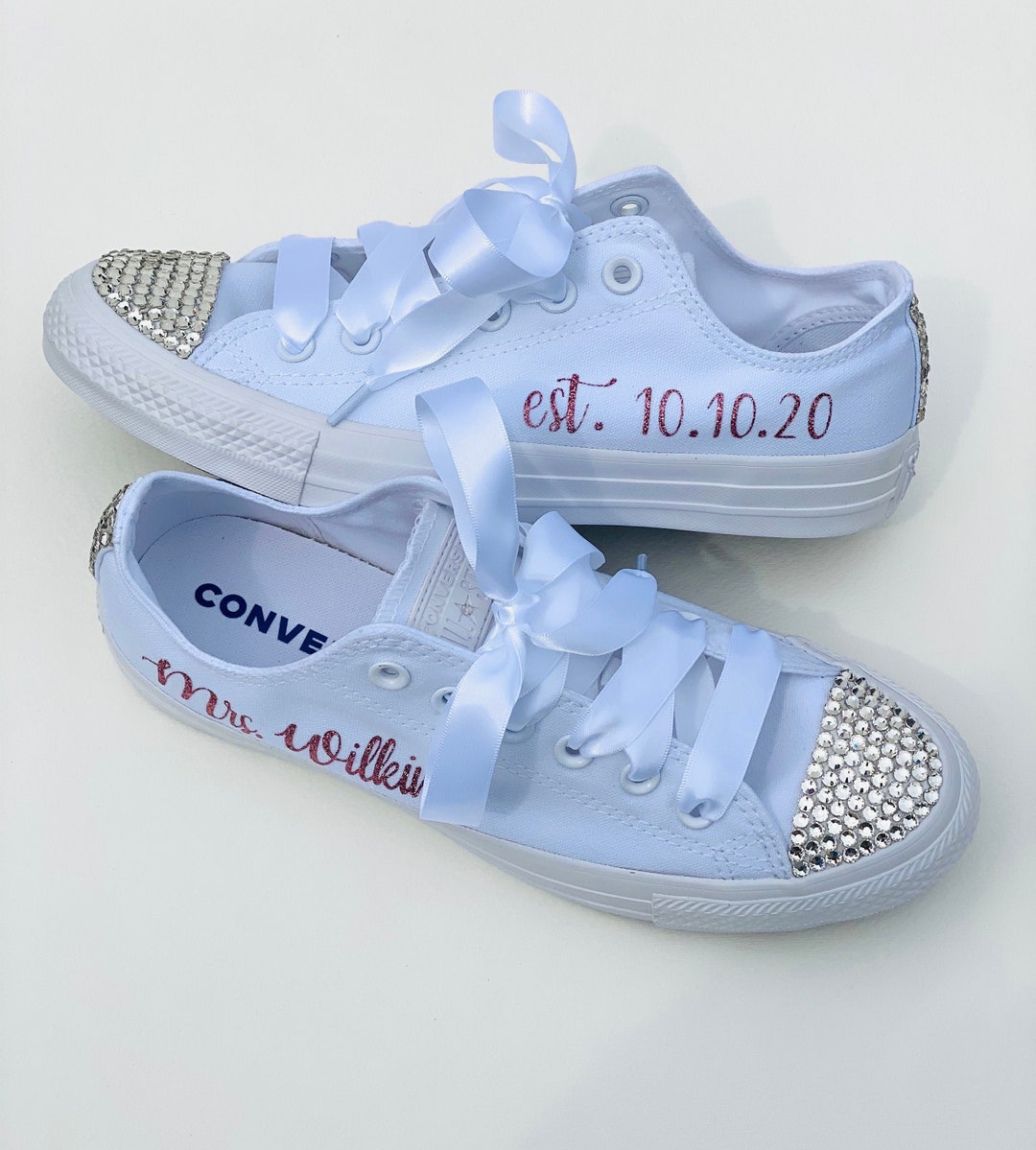 Personalized Bridal Converse Sneakers: Rhinestone Wedding Shoes - Etsy