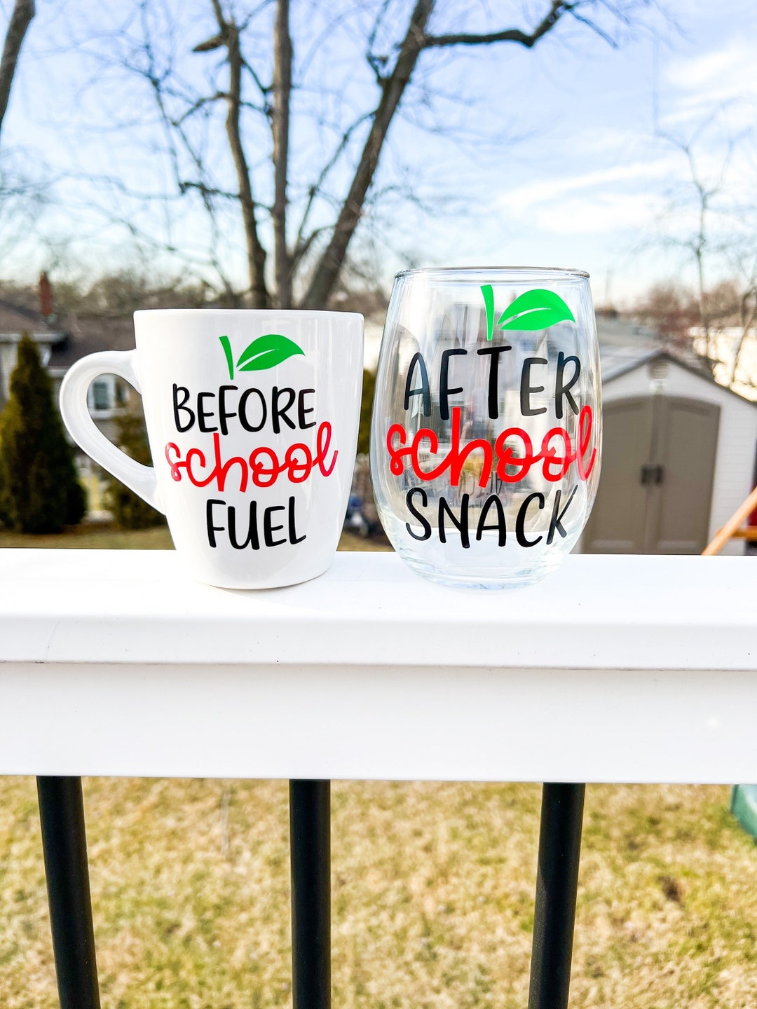 After School Snack Before School Fuel Mug Teachers Wine Glass Teacher ...