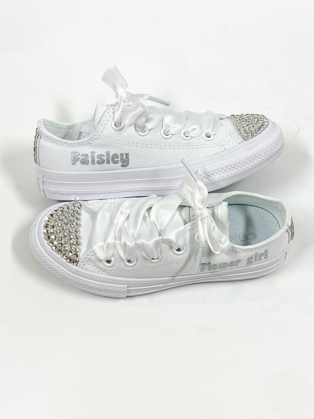 Personalized Flower Girl Converse: Blinged Bridal Sneakers With Satin ...