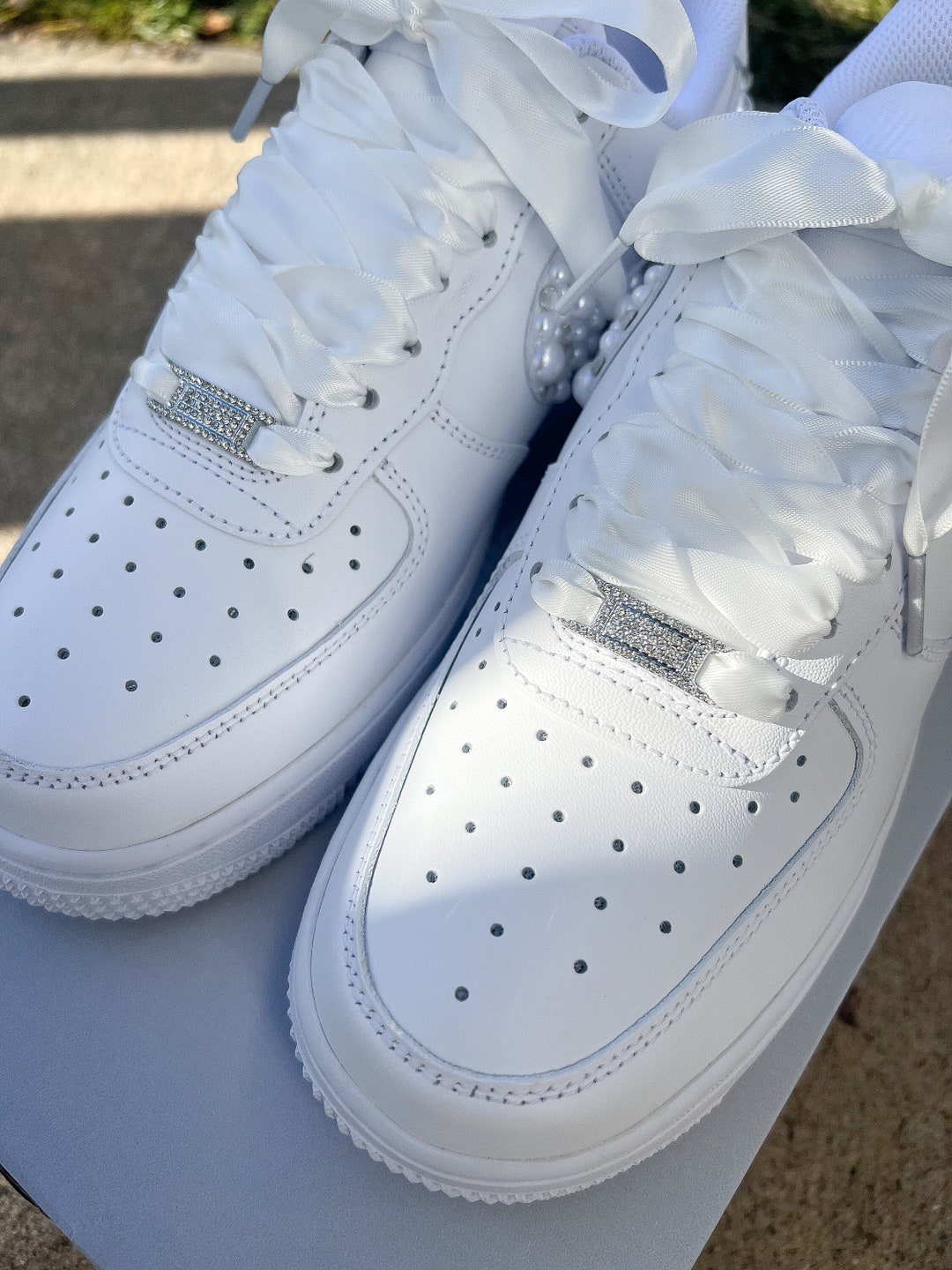 Wedding Bridal Sneaker Bling Lace Buckle & Satin Laces - Air Force 1 ...