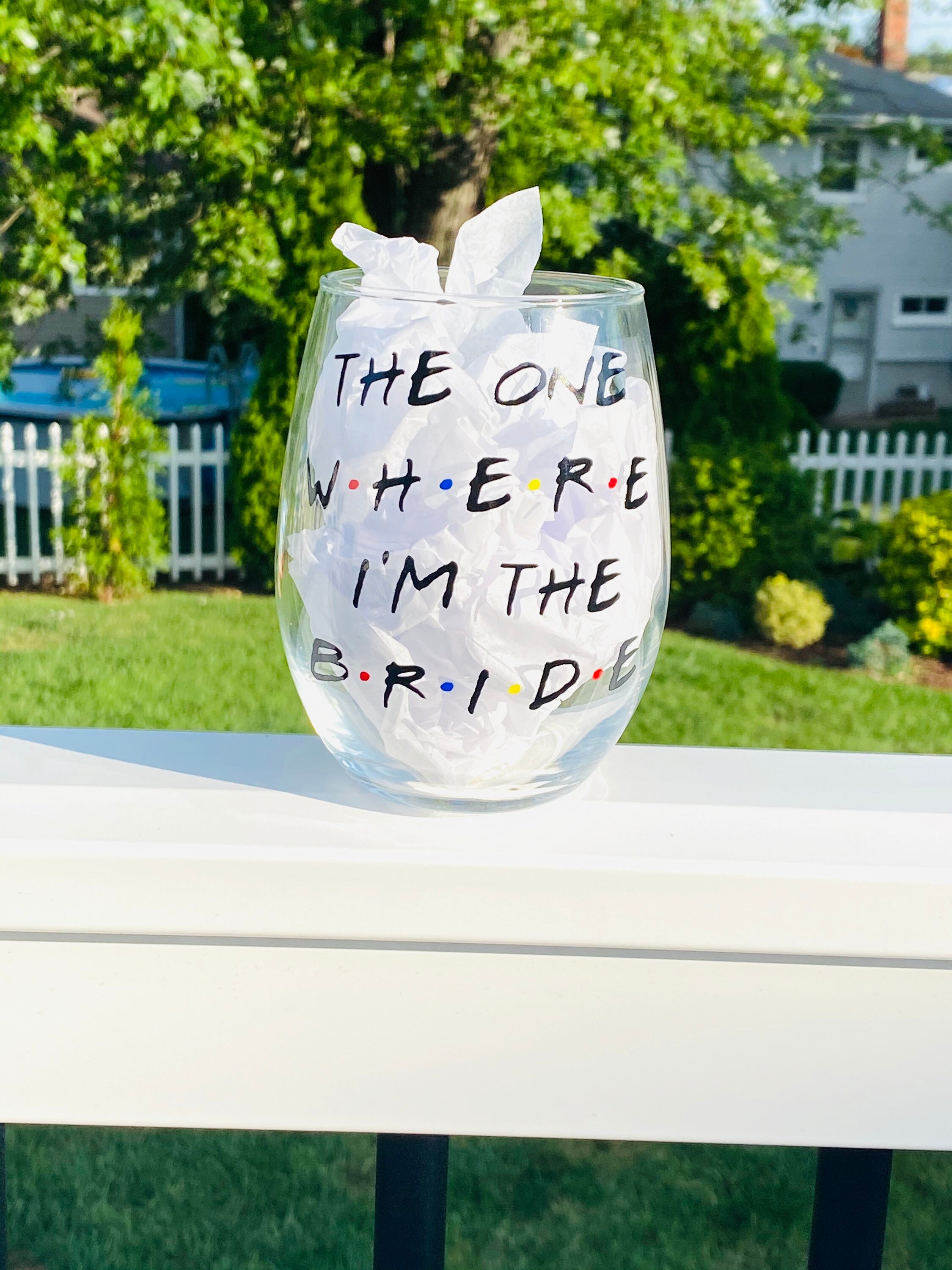 The One Where I'm the Bride Wine Glass, Friends Theme Bridal Gift - Etsy