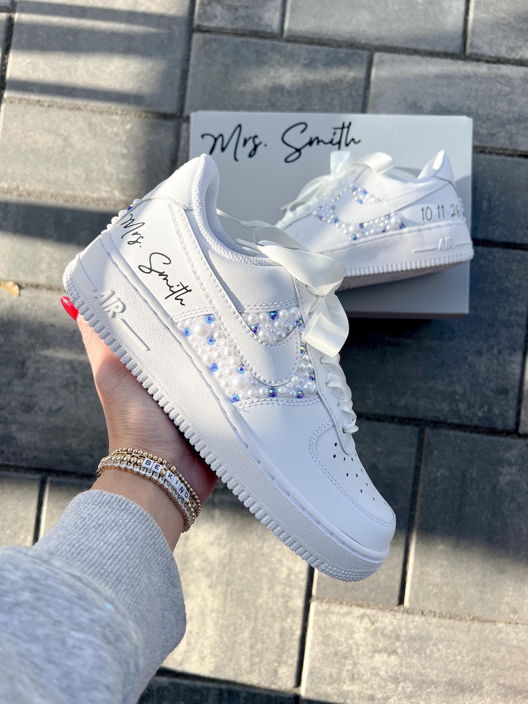 Personalized Bridal Air Force 1 Sneakers: AB Saphire Rhinestone and ...