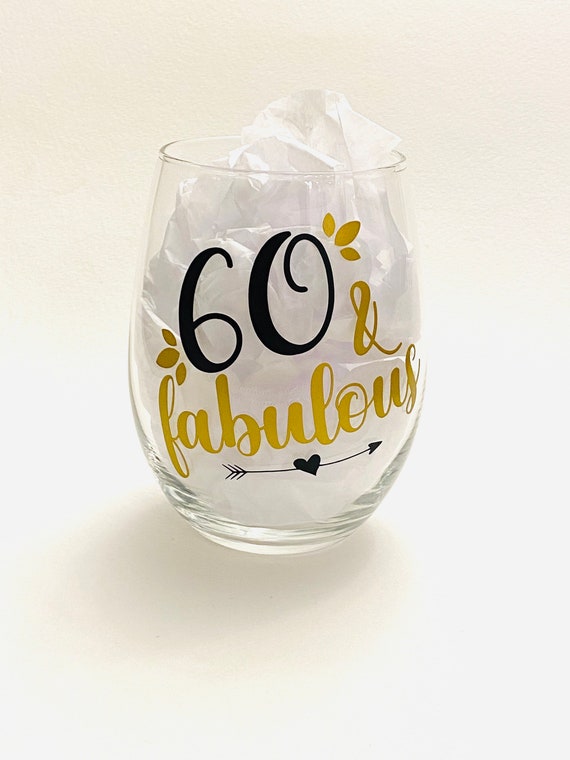 Personalized Birthday Wine Glass 60 And Fabulous 50 And Etsy