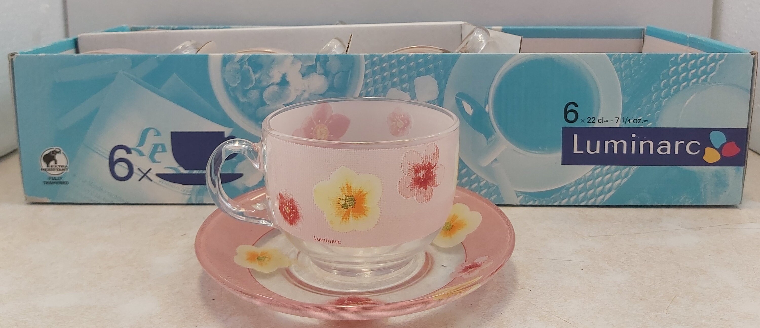 Luminarc Poeme Rose 12 Piece Cup Saucer Set. Brand New. - Etsy Canada
