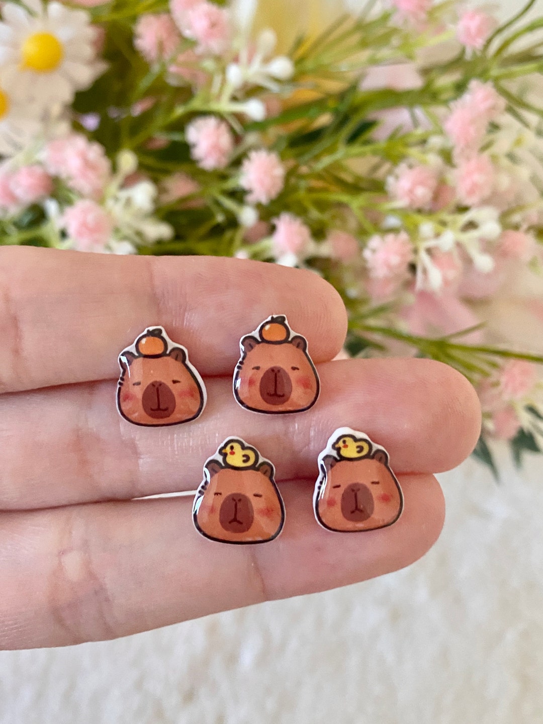 Capybara Earrings 925 Sterling Silver Cute Capybara Ear Studs Capybara ...