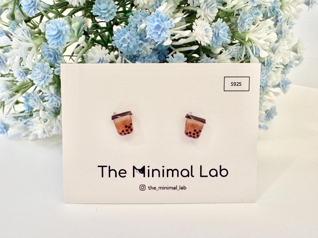 Boba Earring Cute Boba Milk Tea Earring Sterling Silver Bubble Tea Ear ...