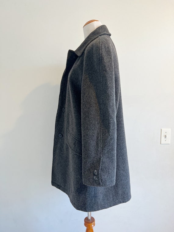 Vintage Alpaca Mohair Wool Coat Single Breast Gray Ov… - Gem