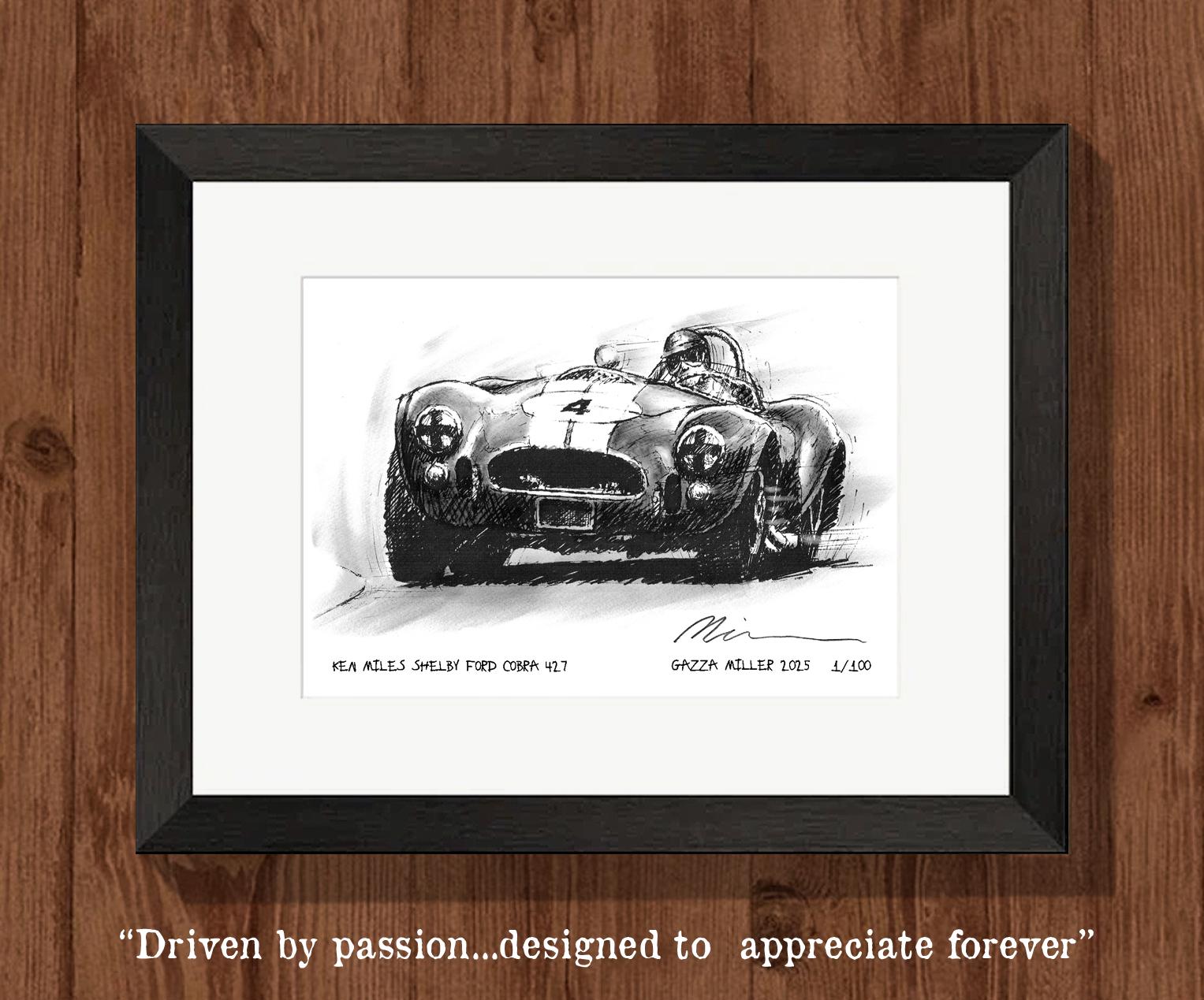 Ken Miles Shelby Ford Cobra 427- Frameable Limited Edition Print & All ...