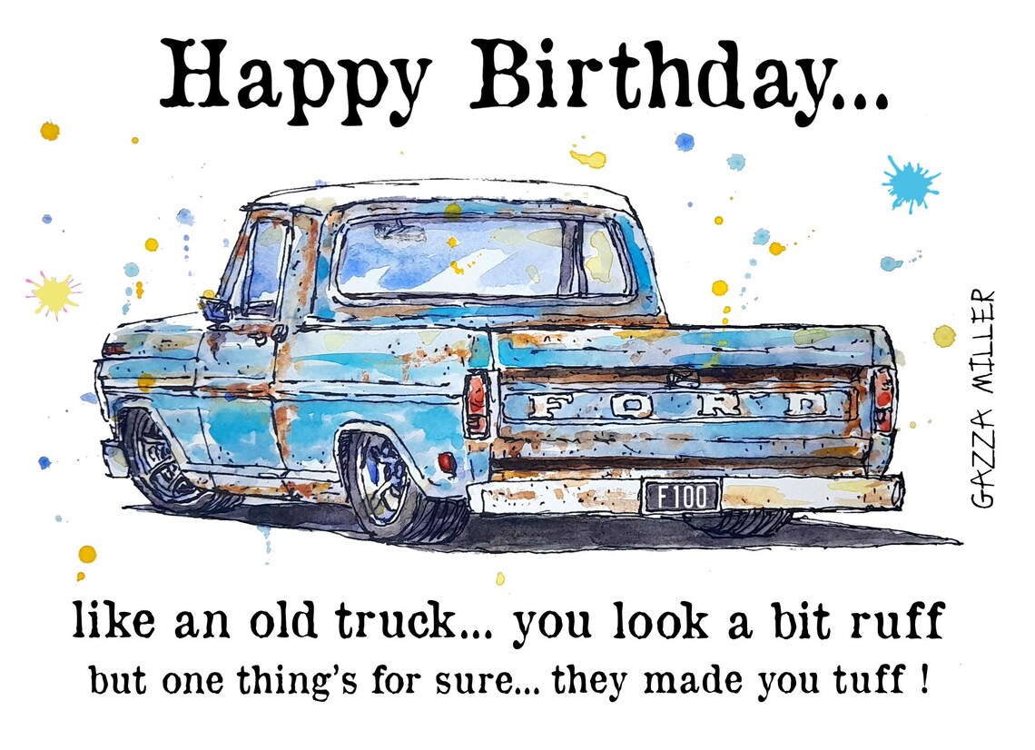 Ford F100 Pickup Truck - Happy Birthday Card - Etsy