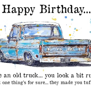 Ford F100 Pickup Truck - Happy Birthday Card - Etsy