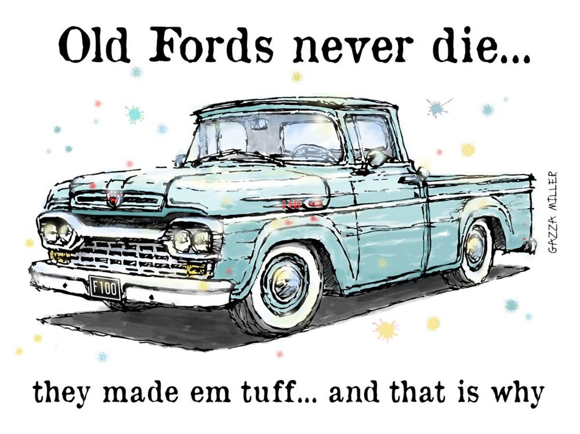 Old Ford F100 Pickup - Frameable Art Print - by Gazza Miller Art ...