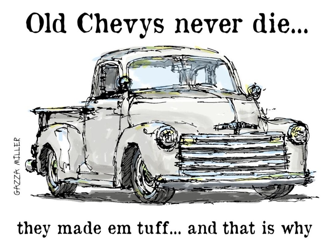Chevy Pickup Truck Sketch Art Print – Gazza Miller, Frameable... It ...