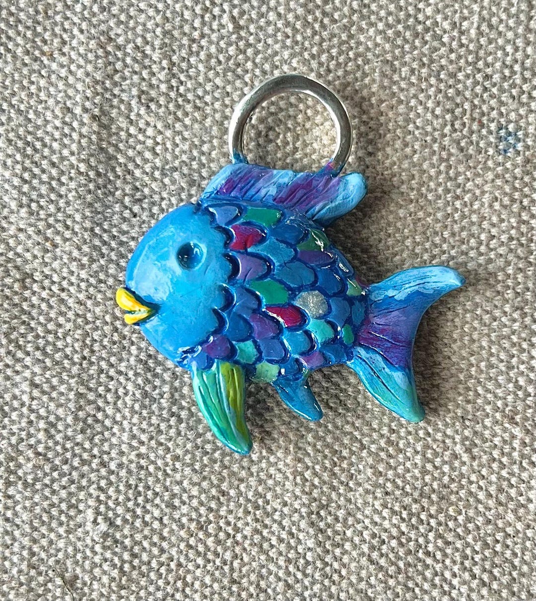 Rainbow Fish Charm Keychain Charm Landyard Charm Hnadmade Charm - Etsy