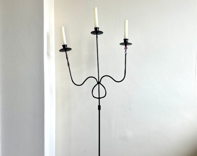 Vintage Metal Triple Candle Stand. Vintage Trident Floor Length ...