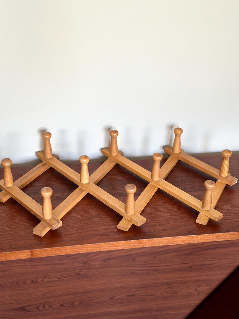 Vintage Wood Accordion Wall Hanger / Coat Rack. Circa 1970s. - Etsy