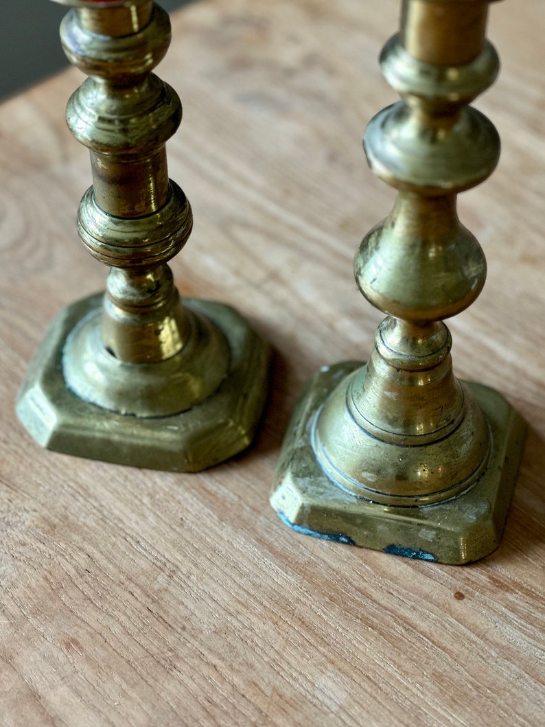 Set of 2 Antique Victorian Brass Candle Holders - Etsy