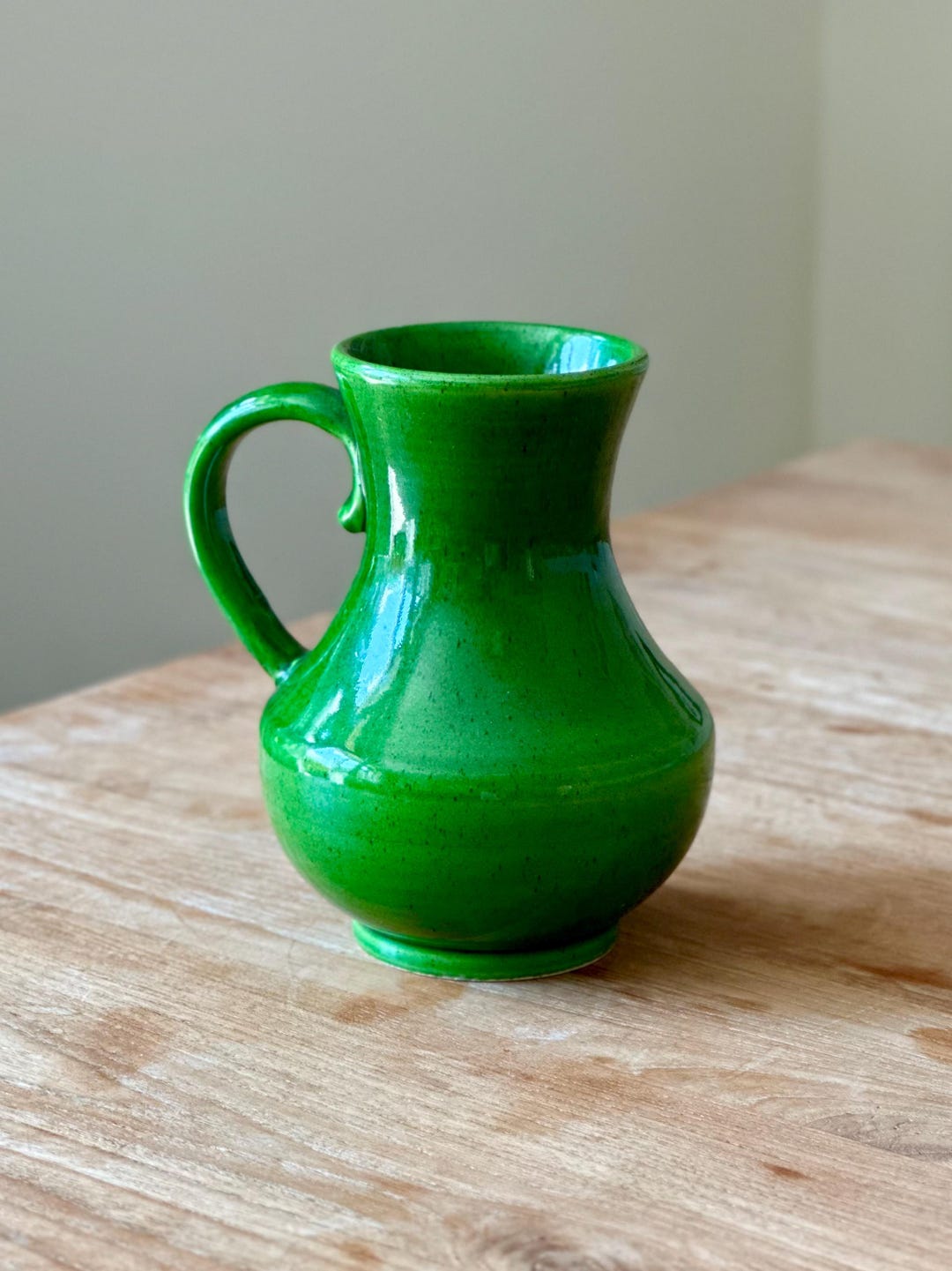 Vintage Green Ceramic Jug Vase, Hand Made in Italy. - Etsy