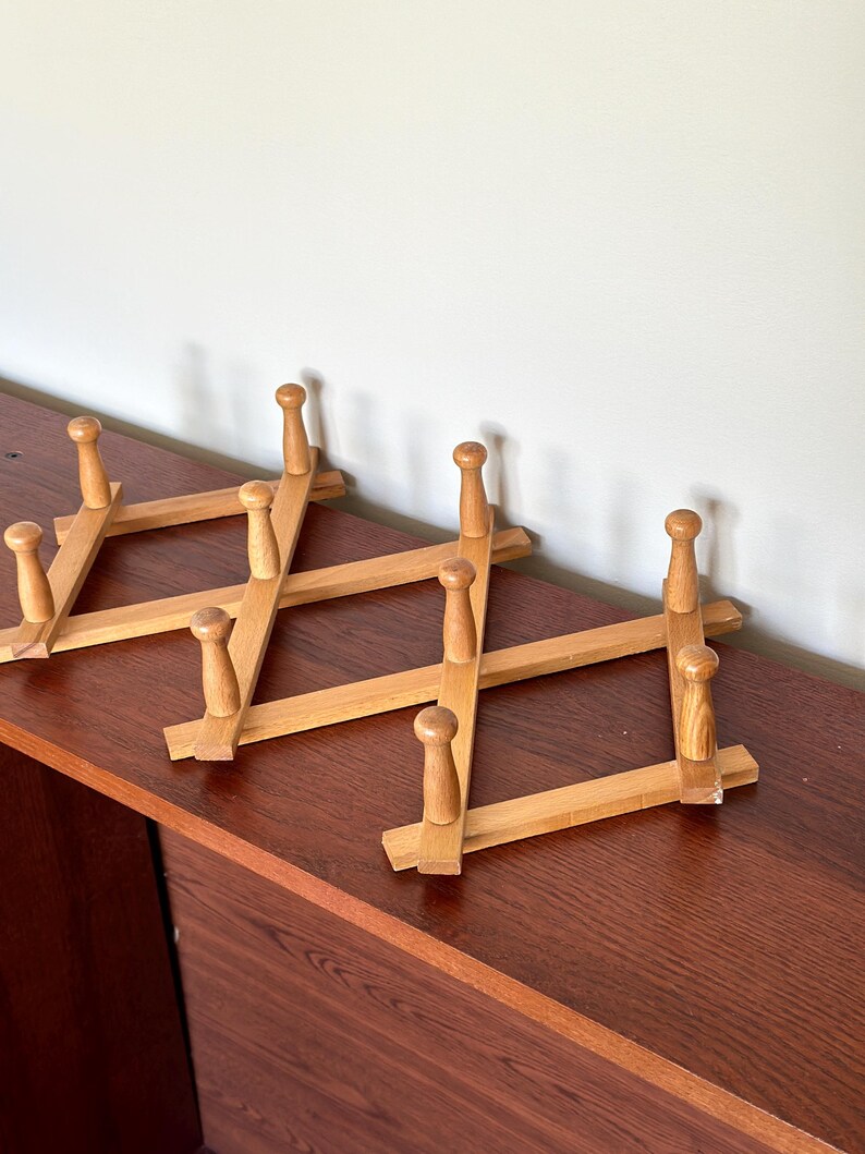 Vintage Wood Accordion Wall Hanger / Coat Rack. Circa 1970s. - Etsy