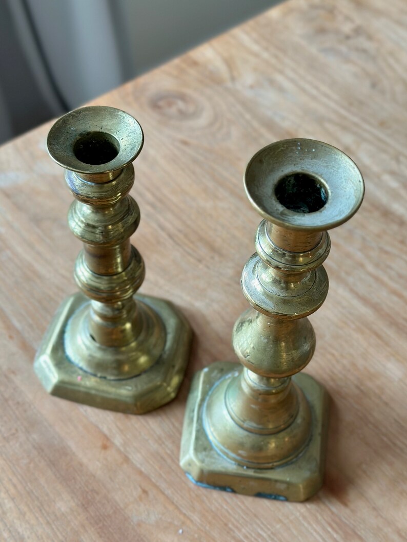 Set of 2 Antique Victorian Brass Candle Holders - Etsy
