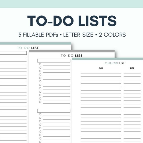 To Do List Printable Page Instant PDF Download 3 Editable - Etsy Canada