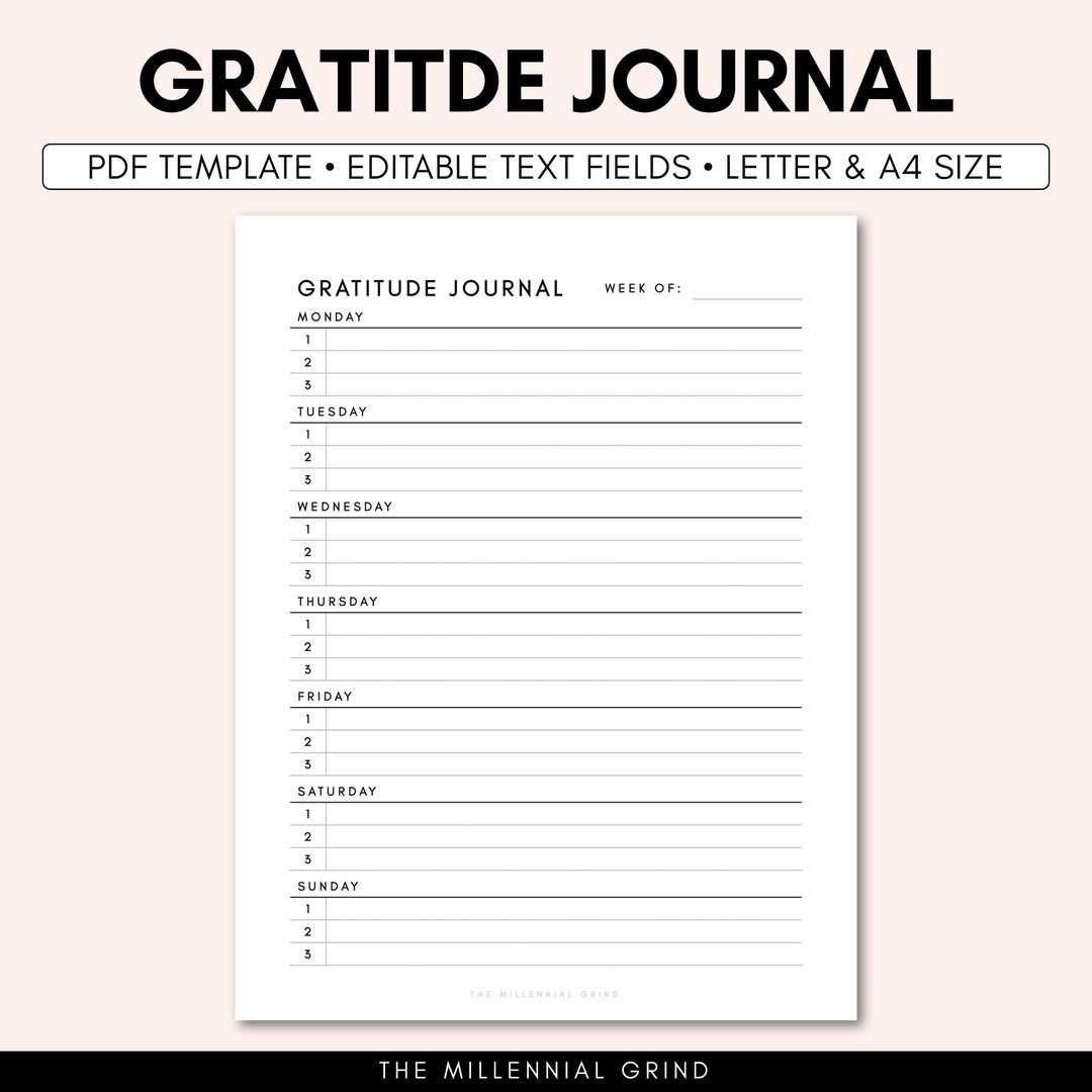 Gratitude Journal Printable | Gratitude Journal PDF | Gratitude Journal ...