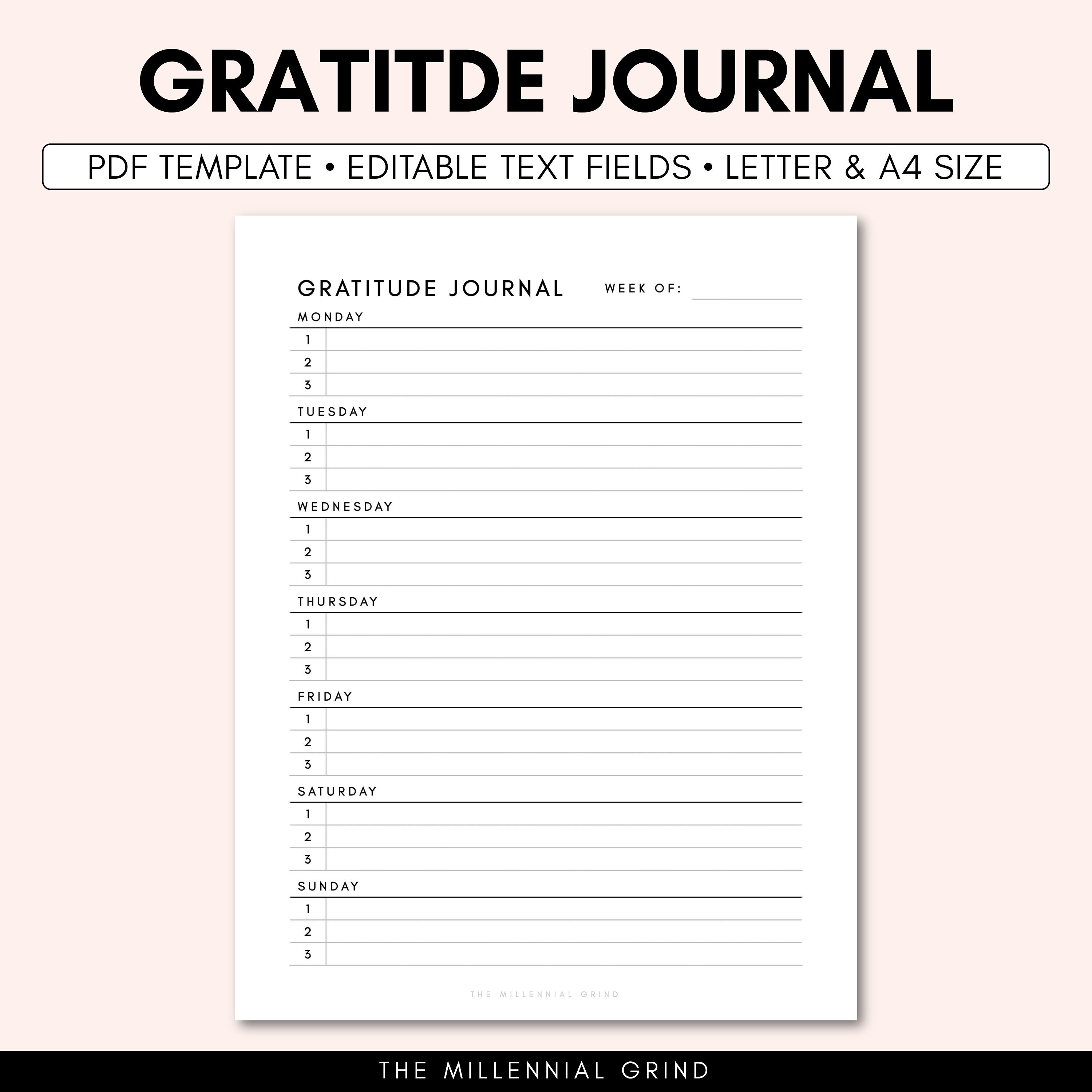 Gratitude Journal Printable Gratitude Journal PDF Etsy Canada