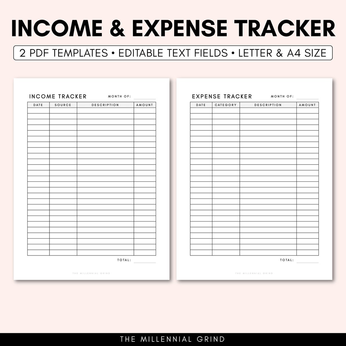 Income and Expense Tracker Printable | Expense Tracker PDF | Expense ...