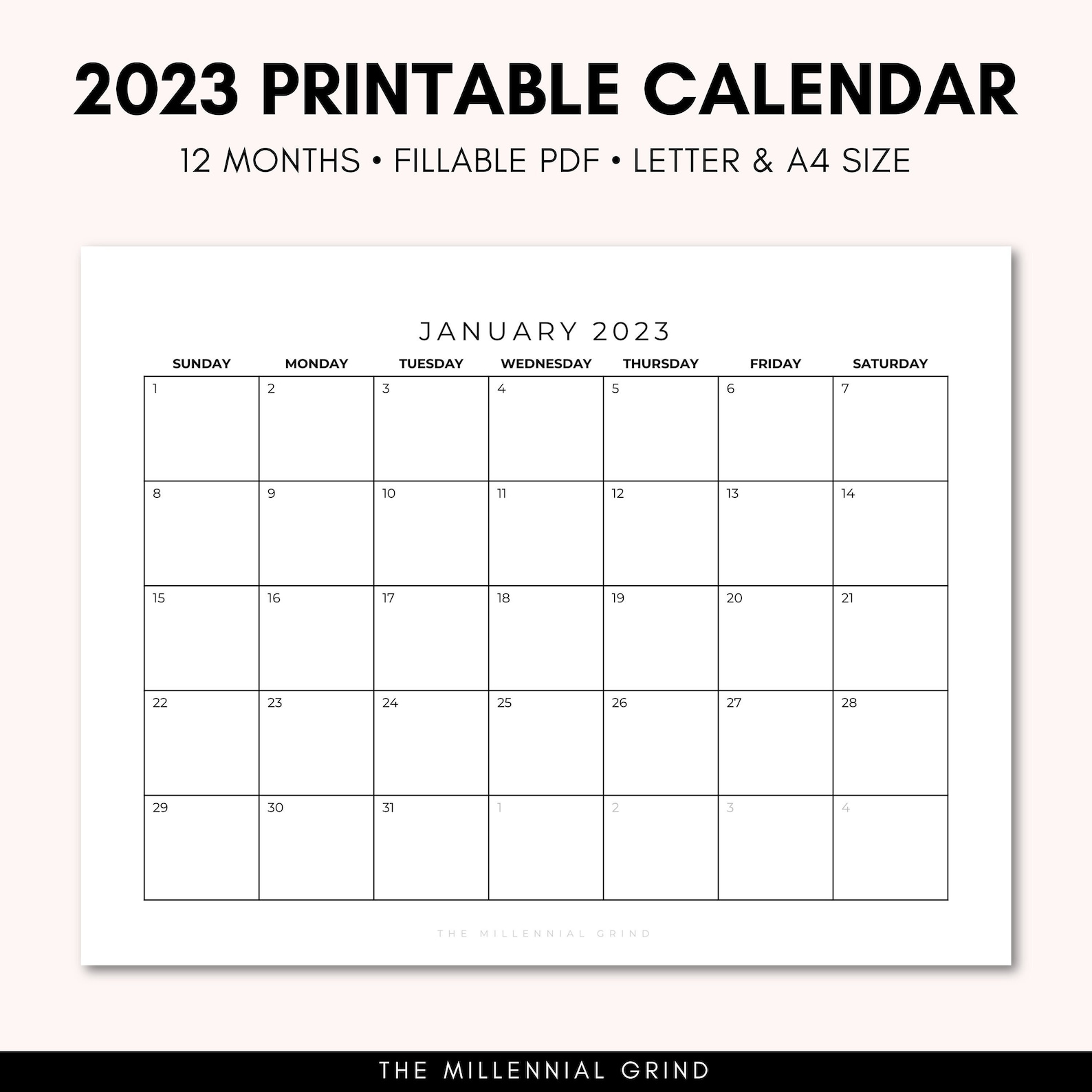 2023 Calendar Printable | 2023 Calendar Template | 2023 Monthly ...