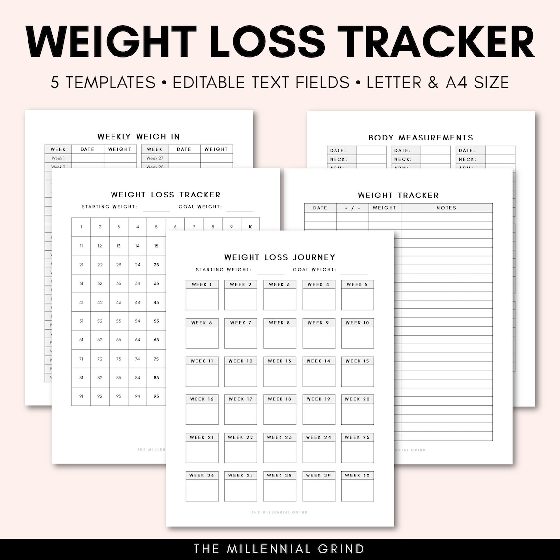 Weight Loss Tracker Printable | Weight Tracker | Weight Loss Tracker ...
